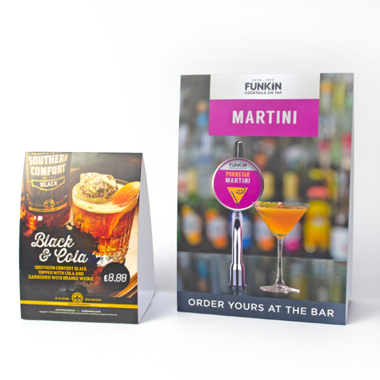 Tent Cards for Restaurant, Hotels & Coffee Shops - Custom Menu Table Tents